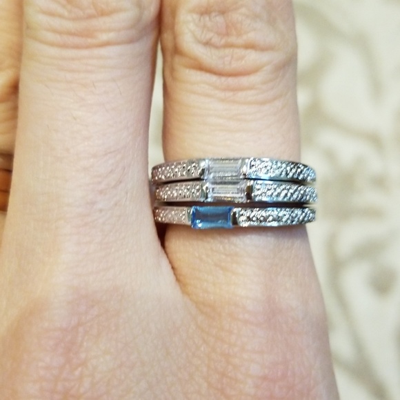 Jewelry | 3 Stackable Rings Genuine Blue Topaz Nwt | Poshmark